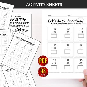Subtraction Worksheets Printable Single Digit Numbers 1-20 ...