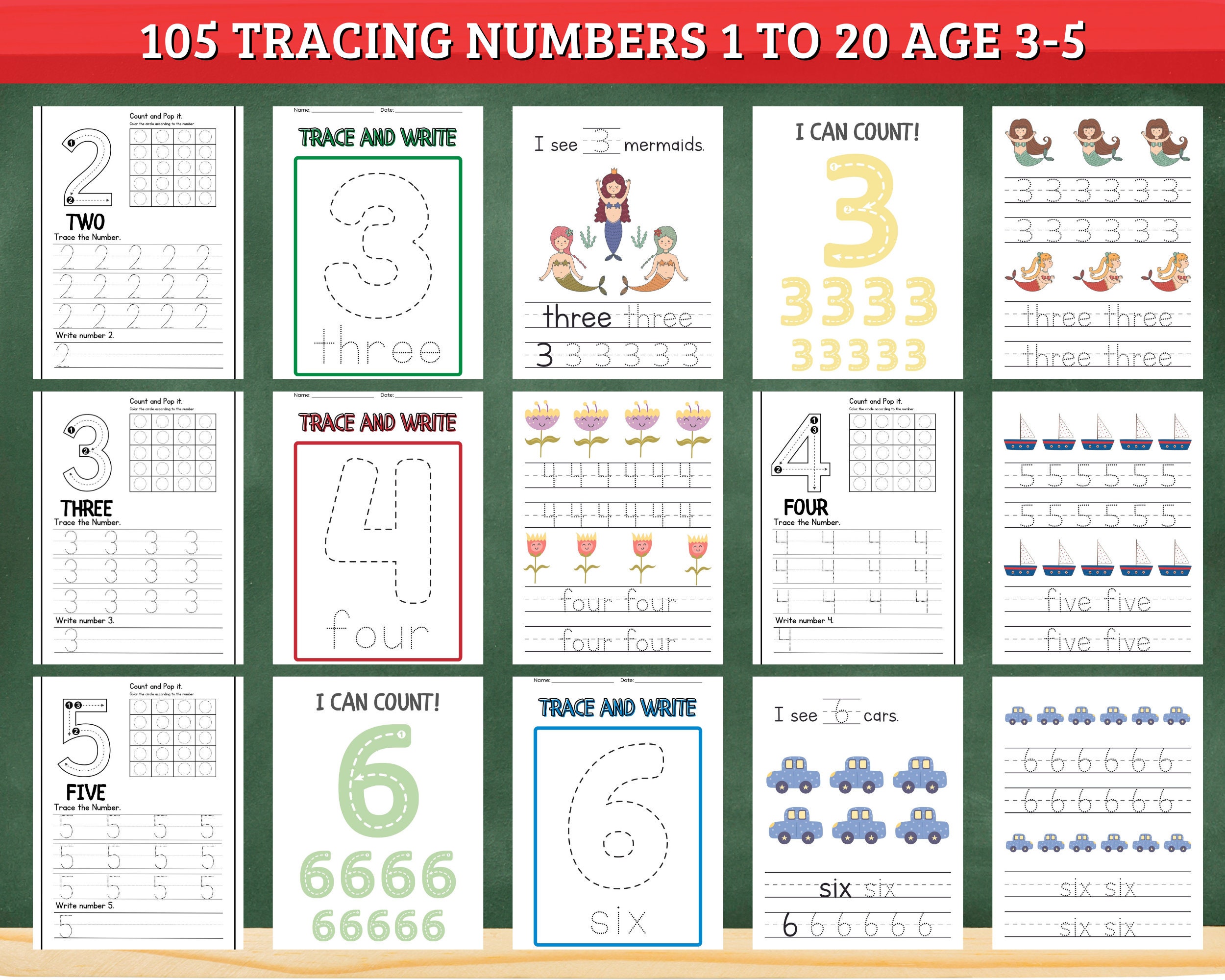 Number Tracing Worksheet Printable 1 20 Number Writing Practice 1 to 20 ...