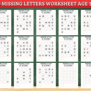 Missing Letter Alphabet Worksheets for Kids, Fill the Missing Letter ...