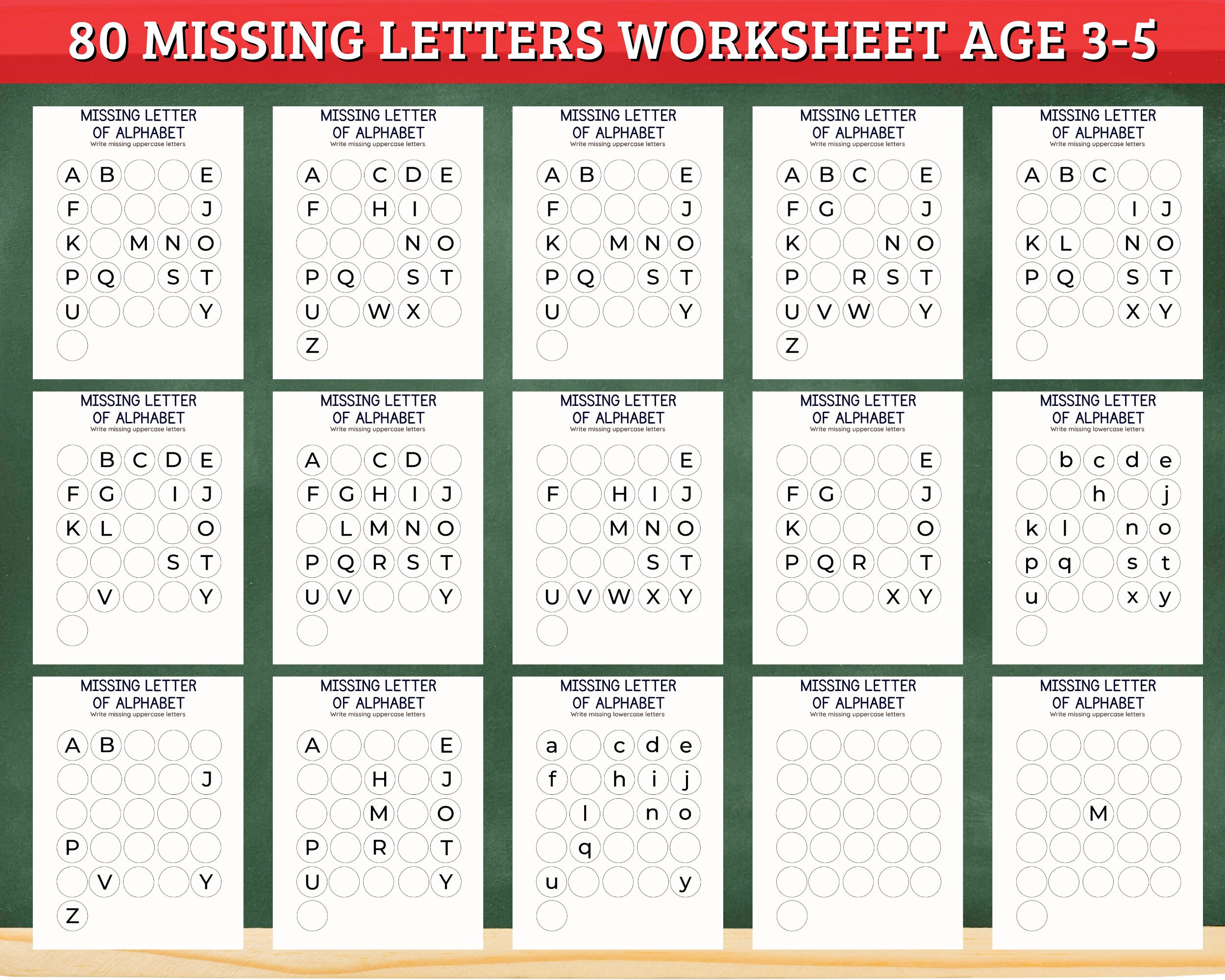 Missing Letter Alphabet Worksheets for Kids, Fill the Missing Letter ...