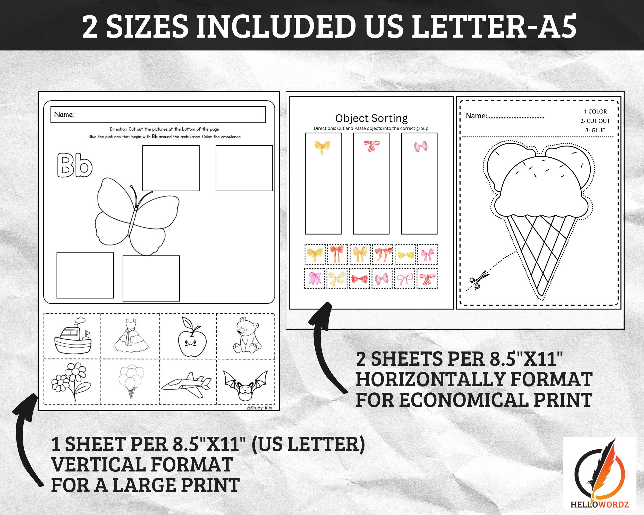 Cut and Paste Activities Practice Sheets Cut and Glue Activity Scissors ...