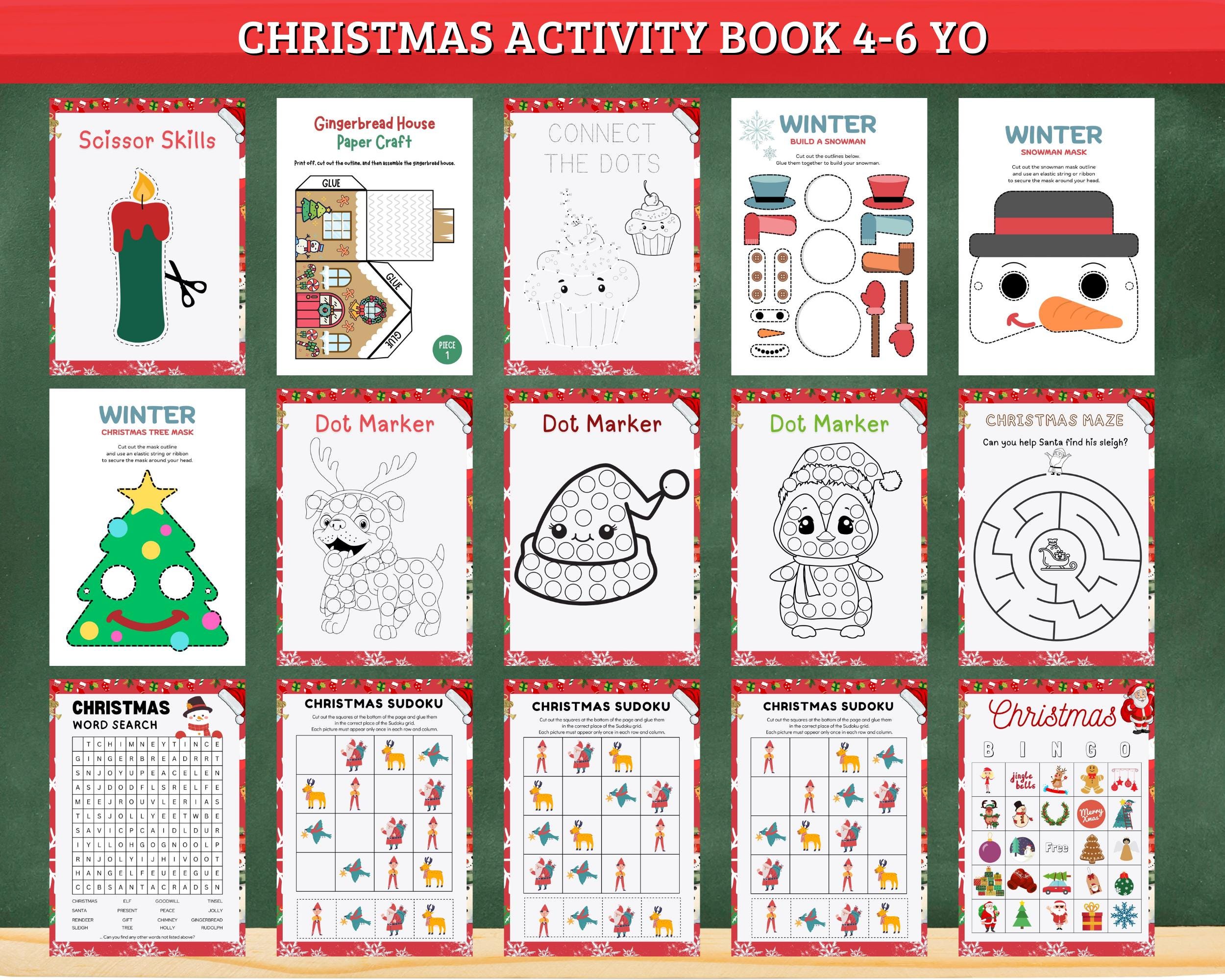 Christmas Activity Book Printable Worksheet Fun Coloring Page for Kids ...