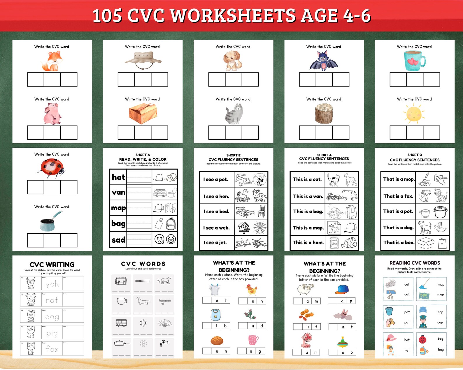 Cvc Words Worksheets for Kindergarten, Reading Cvc Word Printable ...