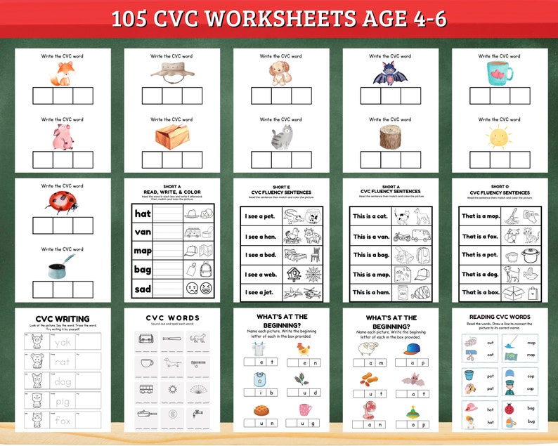 Cvc Words Worksheets for Kindergarten, Reading Cvc Word Printable ...