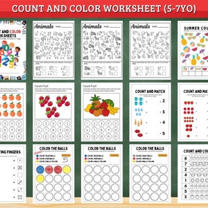 Count and Color Math Worksheet: Number Activities (ages 5-7) (digital ...