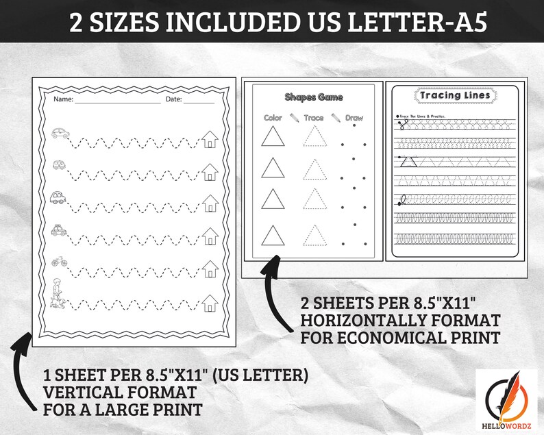 Tracing Worksheet Preschool Writing Shape Recognition, Fine Motor ...