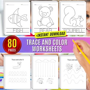 Trace and Color Worksheets Pen Control Tracing Animal Book Fine Motor ...