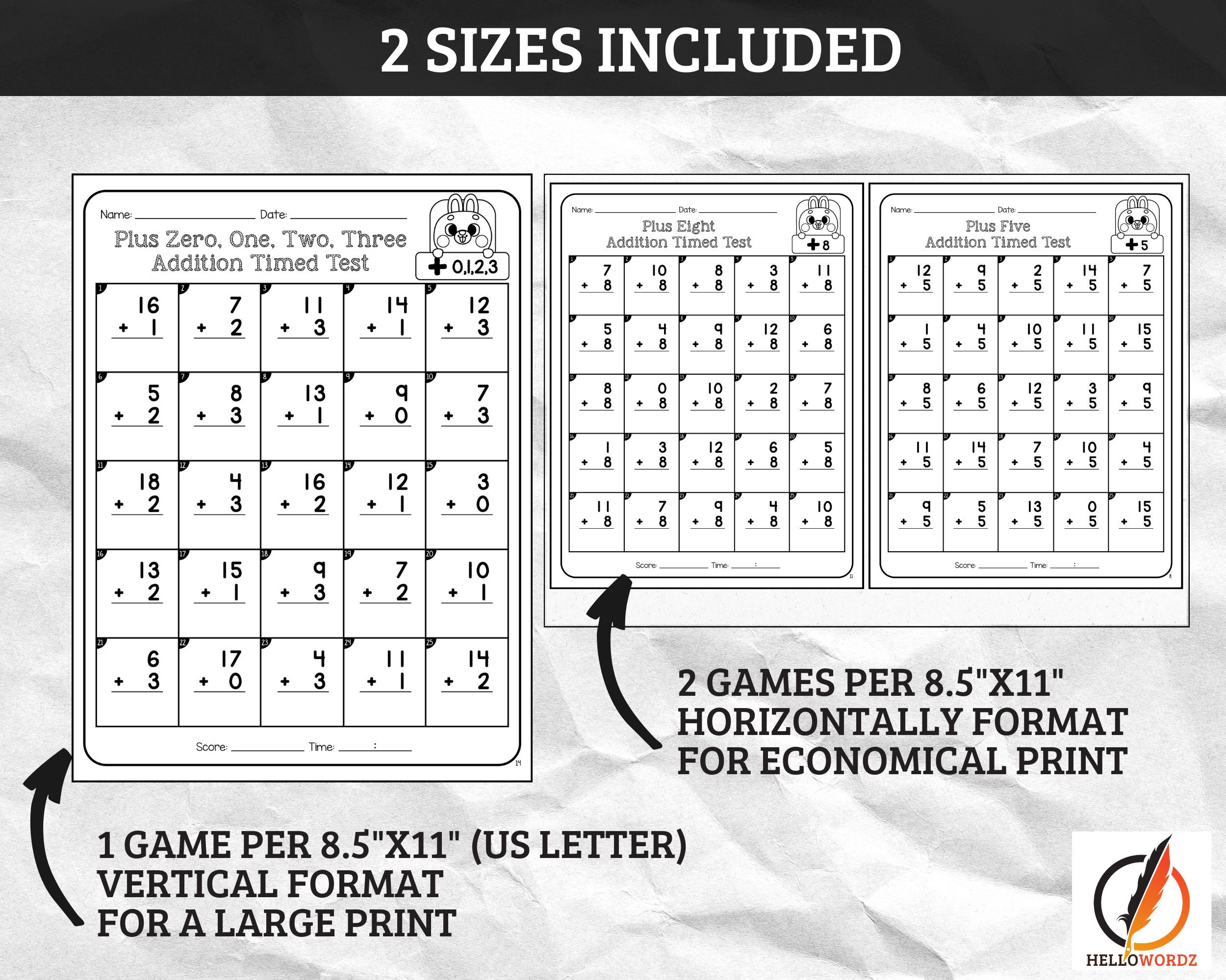 Basic Addition Worksheet Printables, Kindergarten Practice Single Digit ...