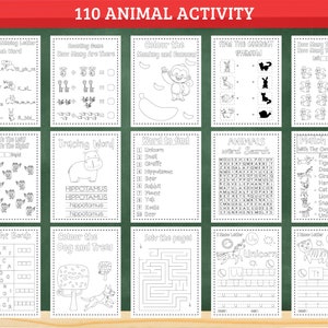 Animal Activity Alphabet Handwriting Workbook Themed Animal Coloring ...
