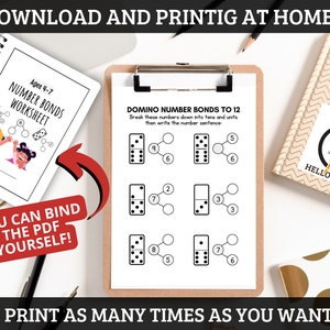 Number Bonds Worksheet Games Addition to 10 Domino 1-20 Ages 4-7 ...