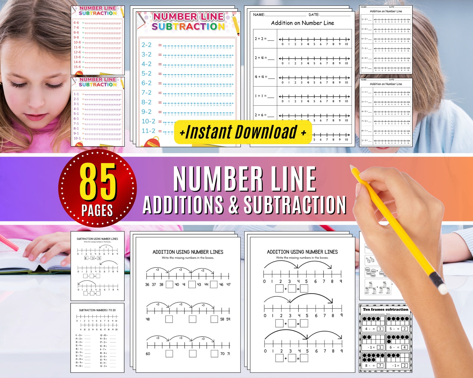 Number Line Printable Worksheets Math, Count Back, Skip Counting ...