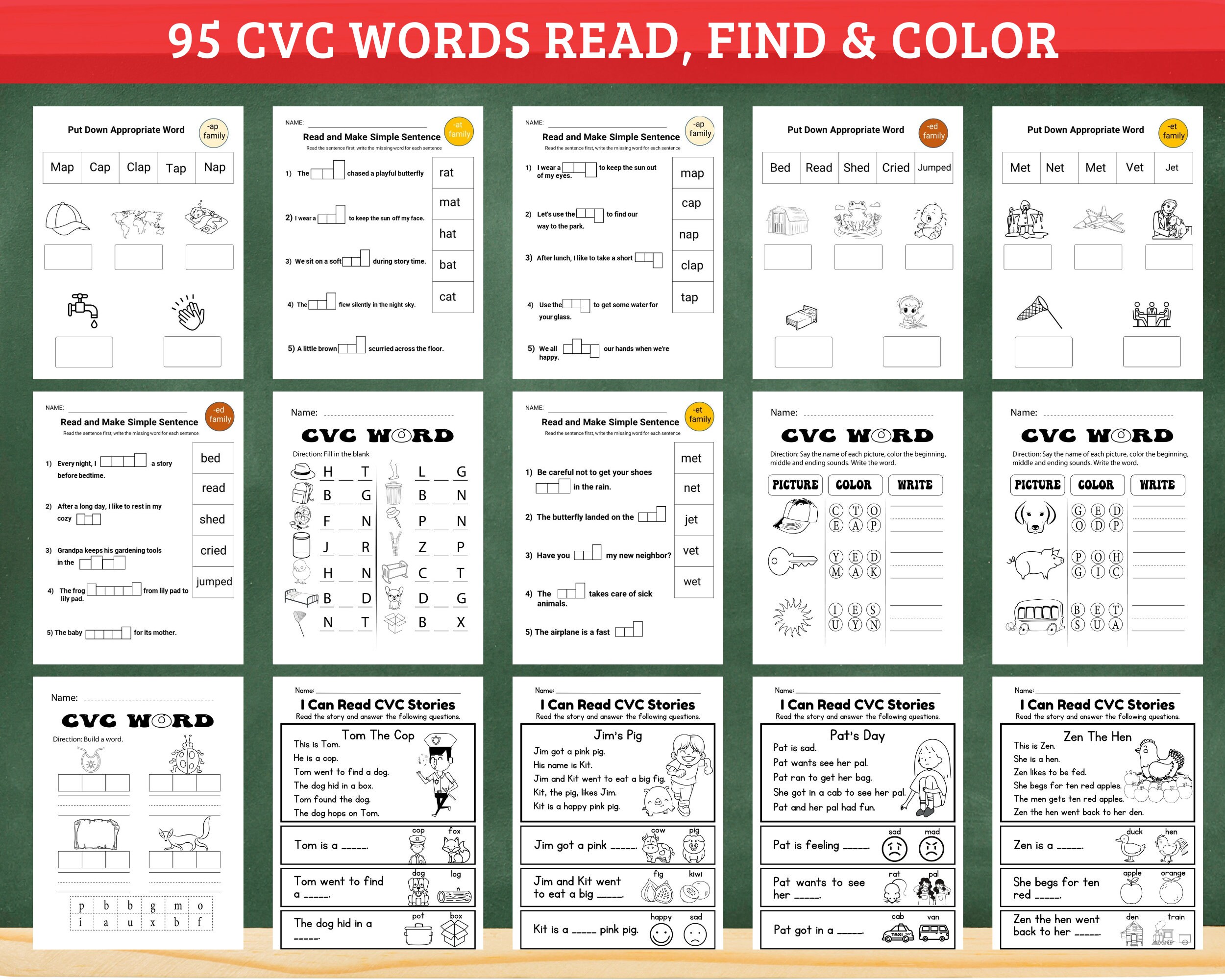 Cvc Sentence Worksheets Printable Cvc Words, Phonics Worksheets First ...
