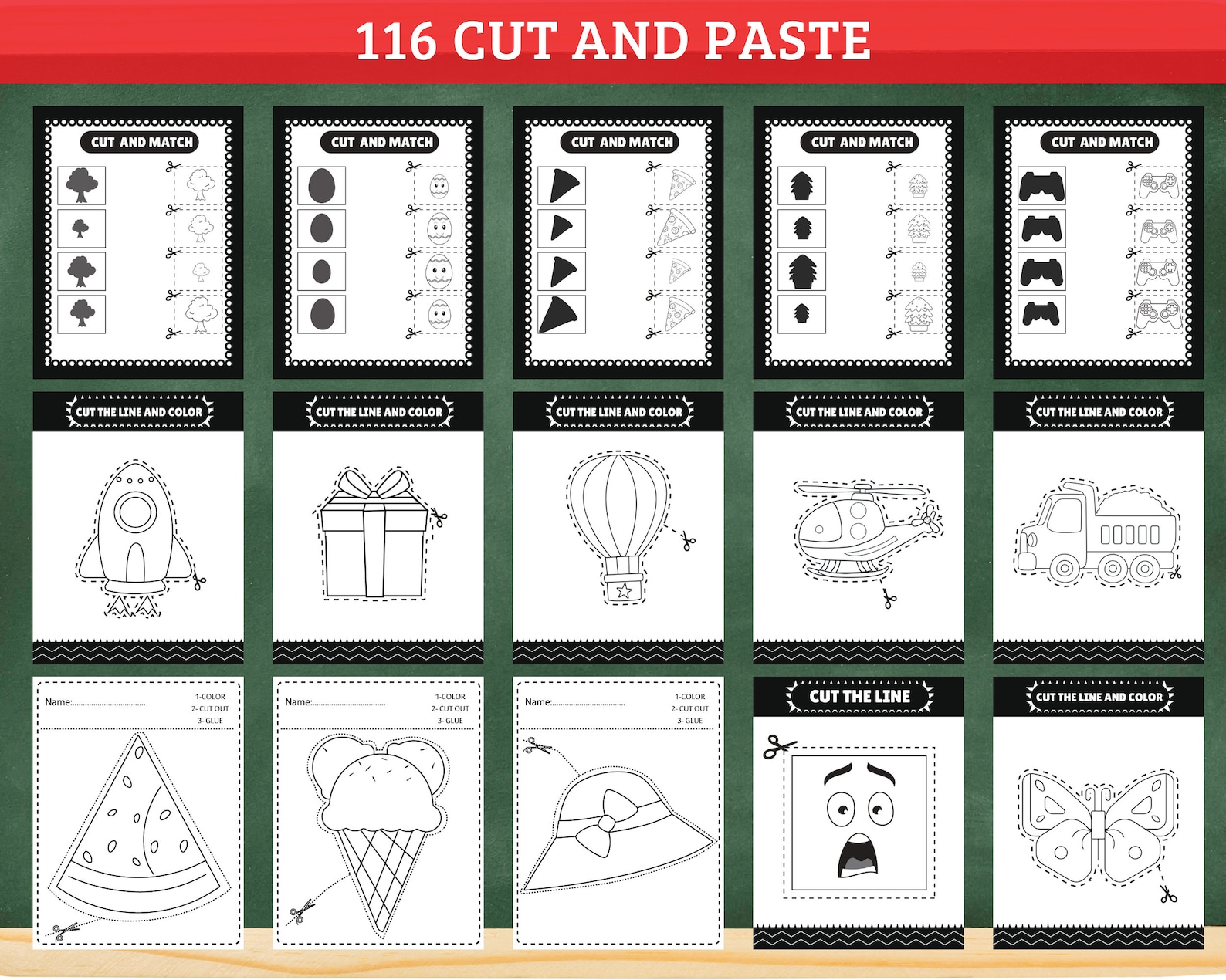 Cut and Paste Activities Practice Sheets Cut and Glue Activity Scissors ...
