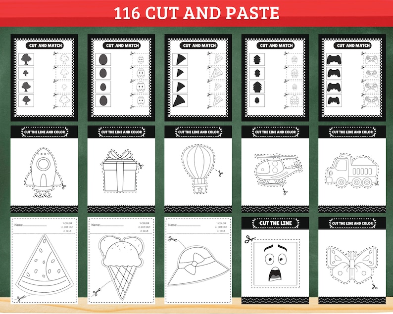 Cut and Paste Activities Practice Sheets Cut and Glue Activity Scissors ...