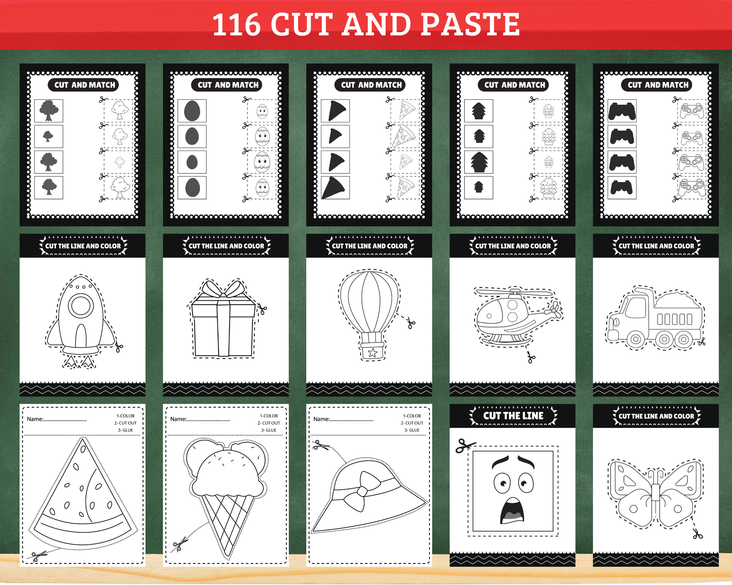 Cut and Paste Activities Practice Sheets Cut and Glue Activity Scissors ...