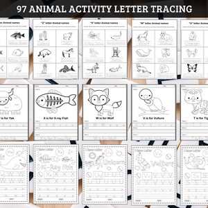 Animal Letter Tracing Activity Alphabet Handwriting Workbook Practice ...