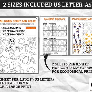 Halloween Math Worksheet Bundle of Preschool Count and Color Addition ...