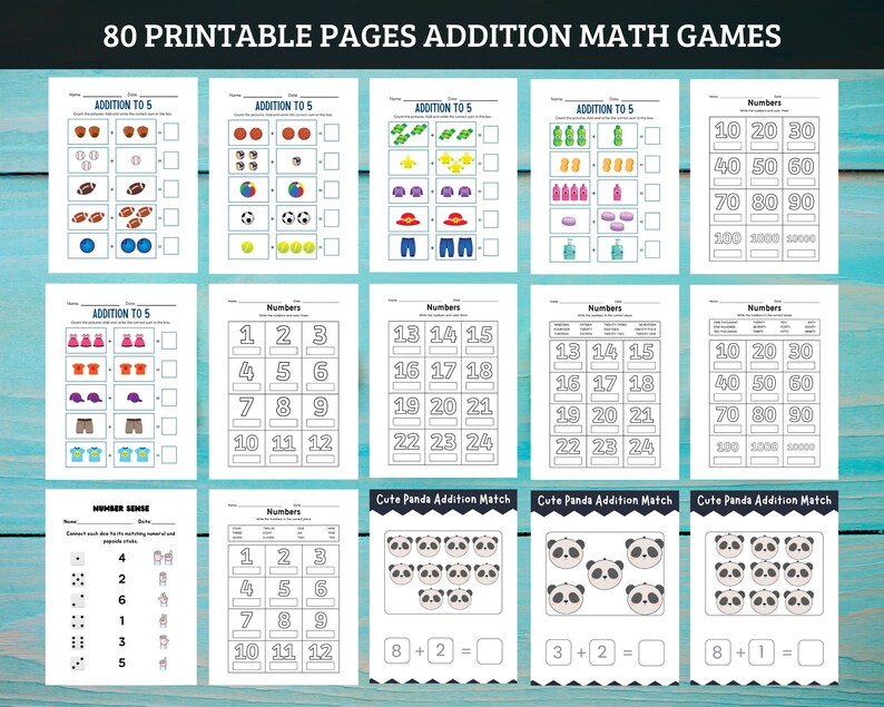 Addition Worksheet Printable Kindergarten Math Games Educational ...