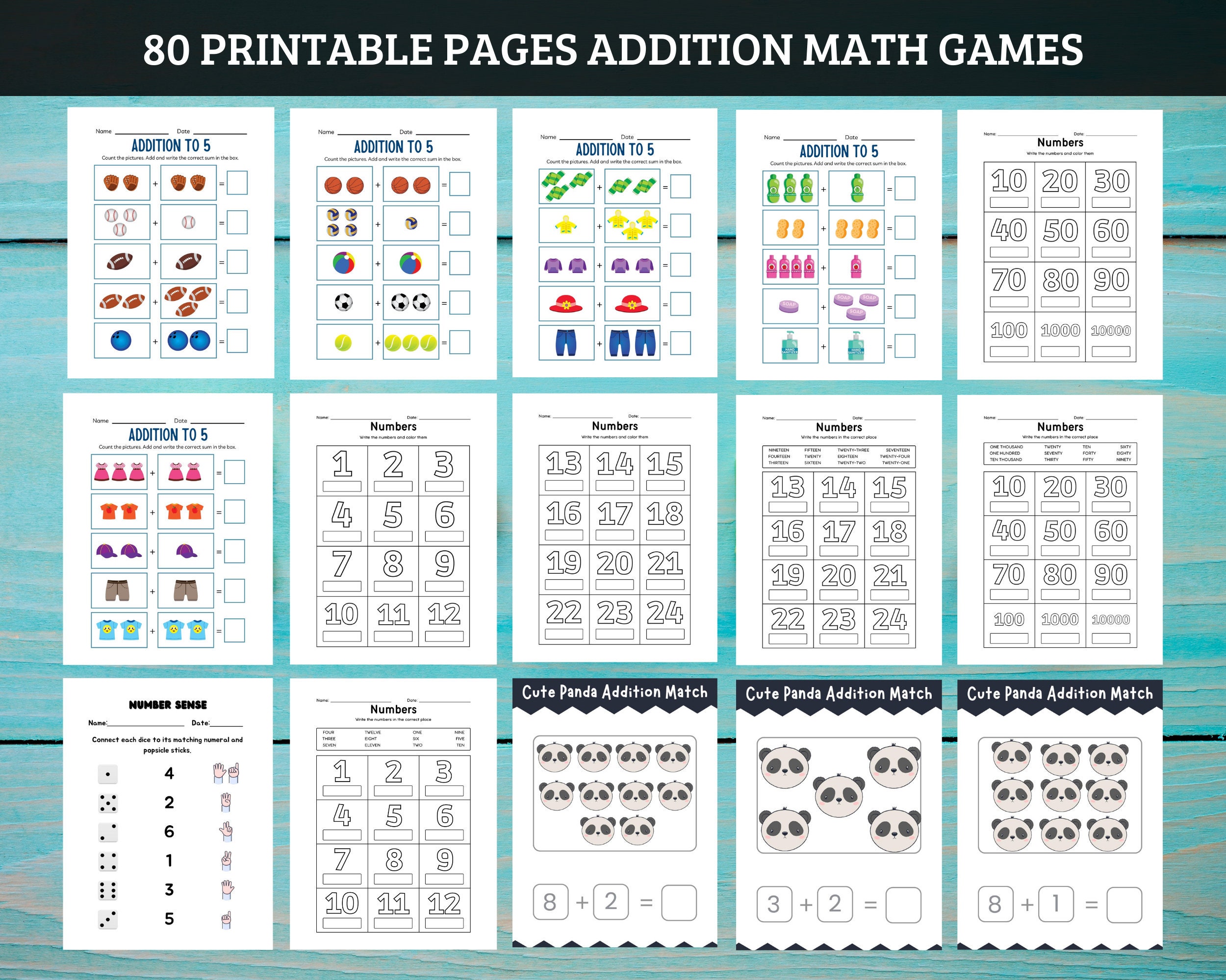 Addition Worksheet Printable Kindergarten Math Games Educational ...