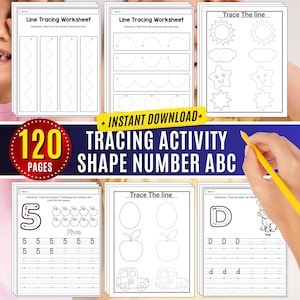 Tracing Worksheets for Kids Line Trace Shape Learning Letters Numbers ...