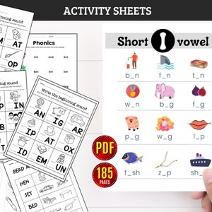 Phonics Worksheets Kindergarten Activities Workbook Practice Teaching ...