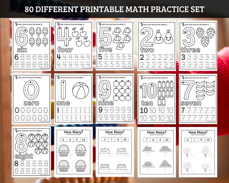 Preschool Number Worksheets Learn to Count Math Kindergarten Printables ...