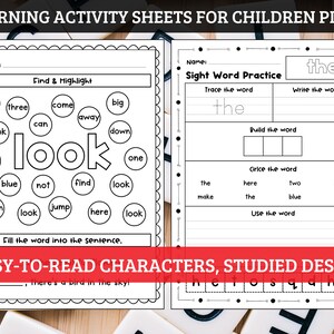 100 Sight Words for Preschool Activities Worksheets Kindergarten High ...