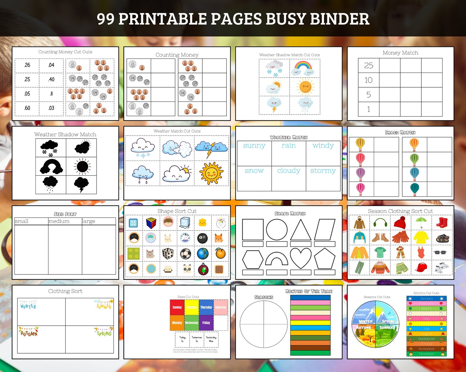 Preschool Busy Binder Worksheets Printables Educational Interactive for ...
