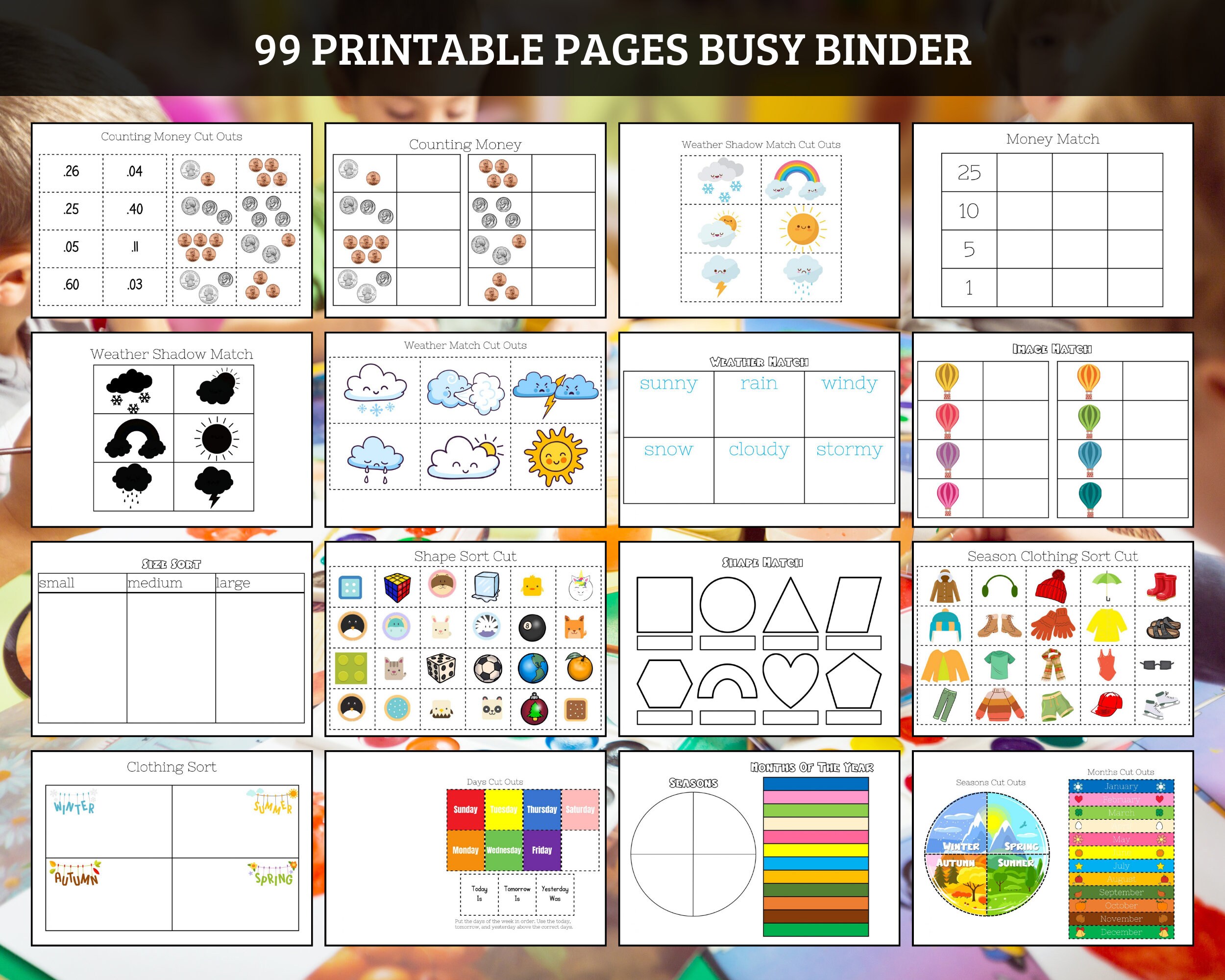 Preschool Busy Binder Worksheets Printables Educational Interactive for ...