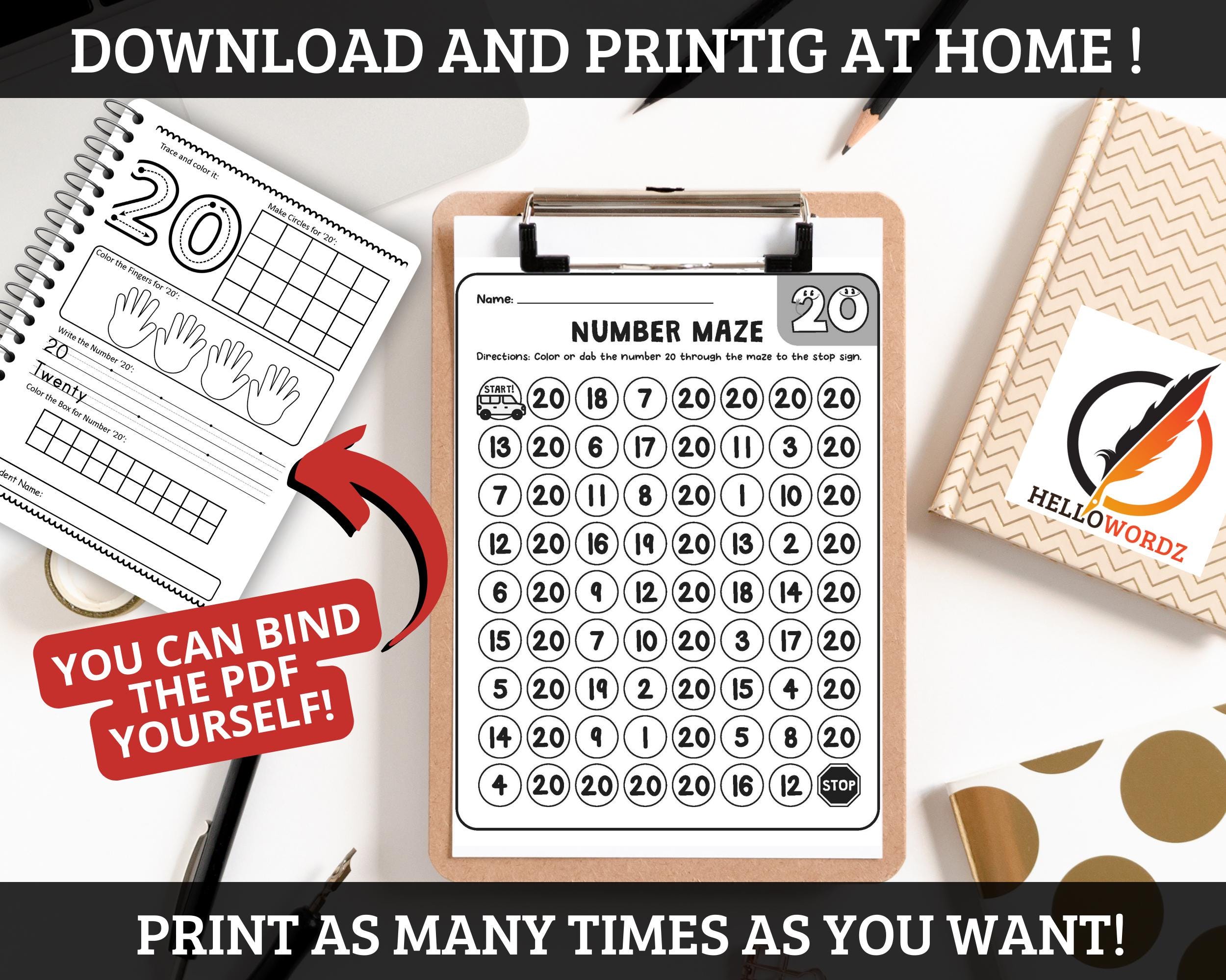 Number Recognition 1-30 Worksheet: Counting & Tracing (printable Pdf ...