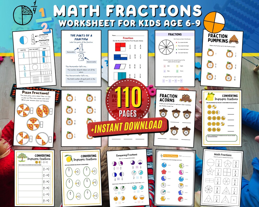 Math Fractions Worksheet: Learning Activity, 3rd-4th Grade (PDF ...