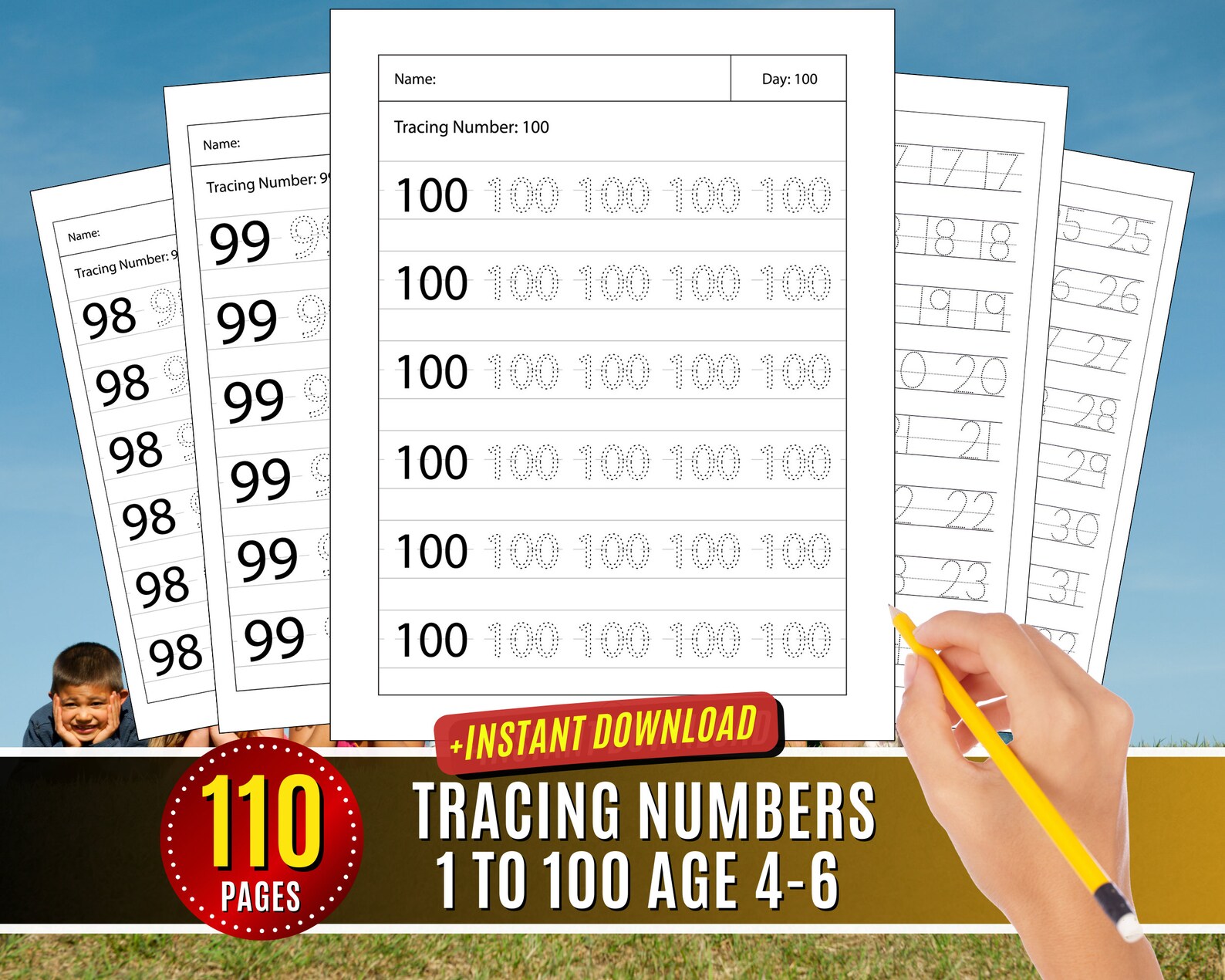 Number Tracing Worksheet Pdf 1 100 Learning Number to 20 Trace Practice ...