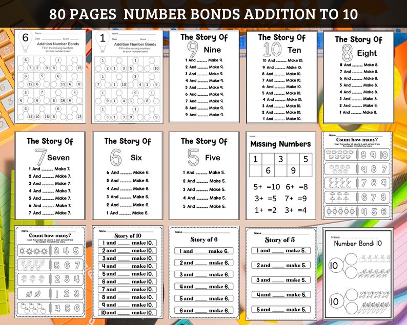 Ten Frame Printable Worksheet 10 Frame Number Bonds Counting to 20 Set ...