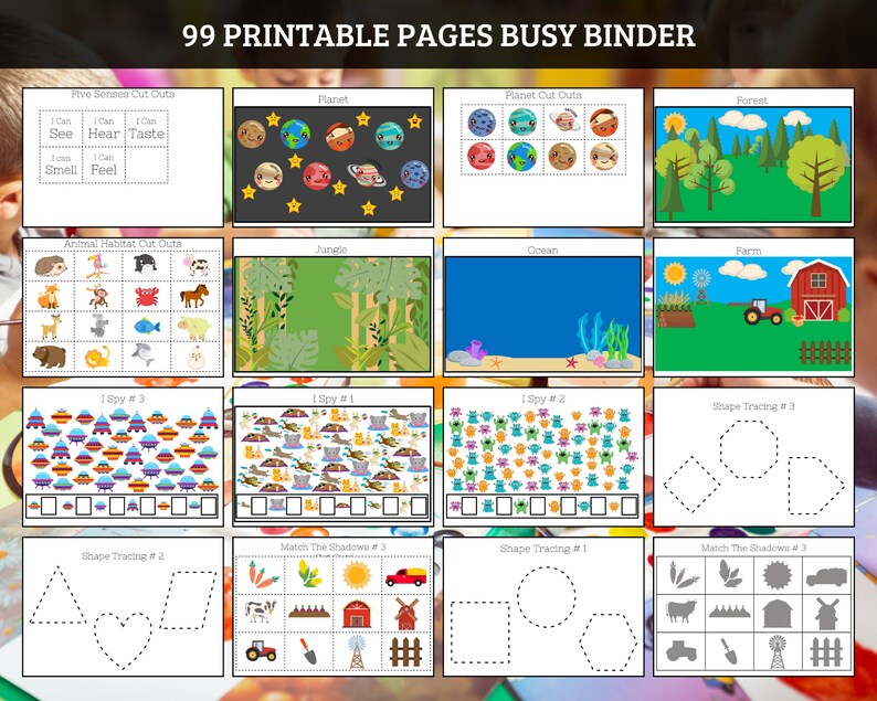 Preschool Busy Binder Worksheets Printables Educational Interactive for ...