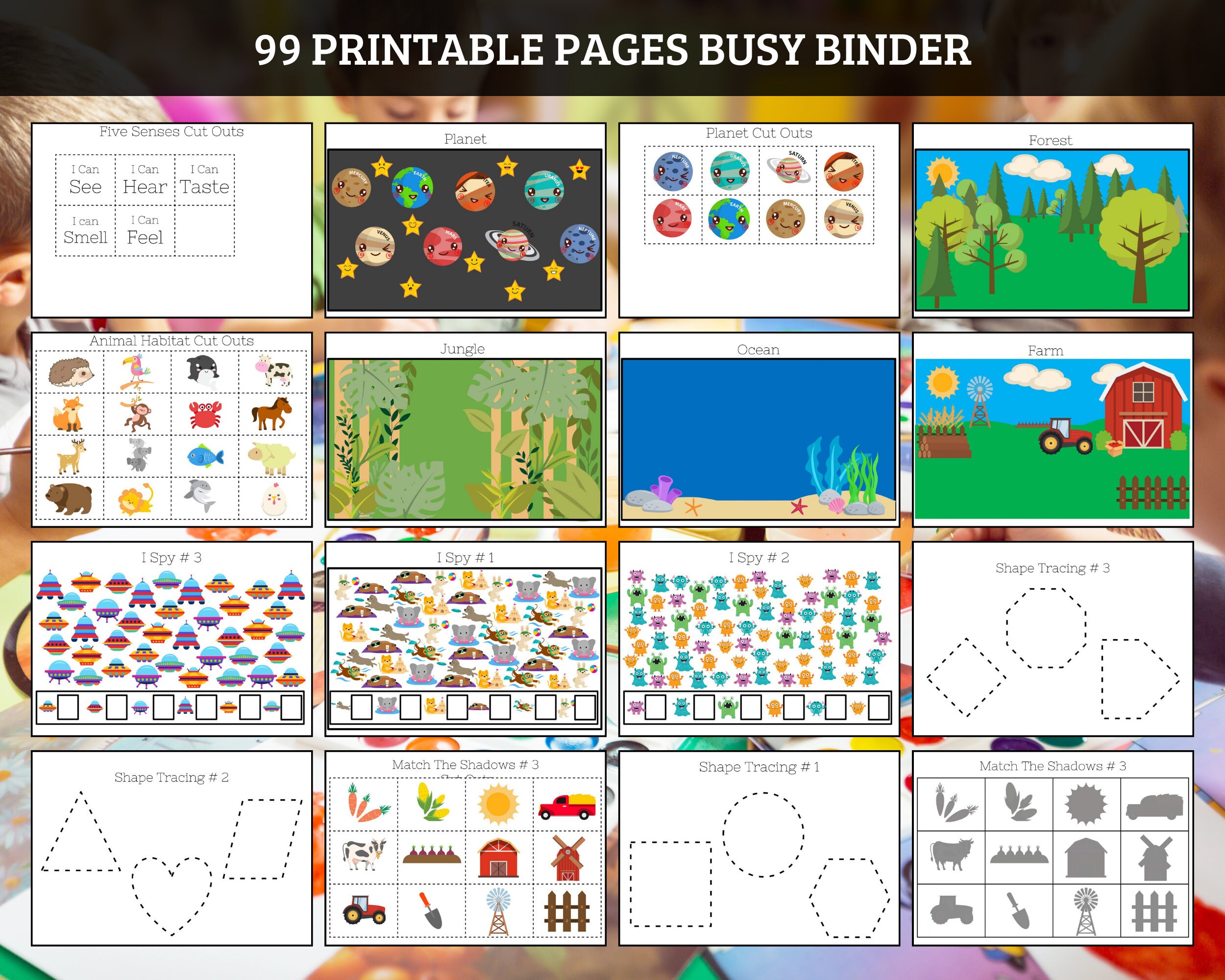 Preschool Busy Binder Worksheets Printables Educational Interactive for ...
