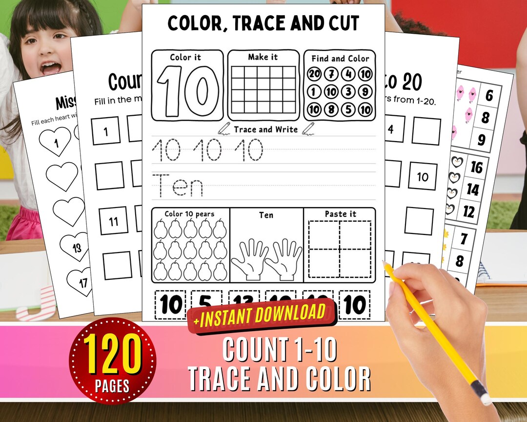 Counting 1-10 Learn to Count to 10 Activity Worksheet Math Kindergarten ...
