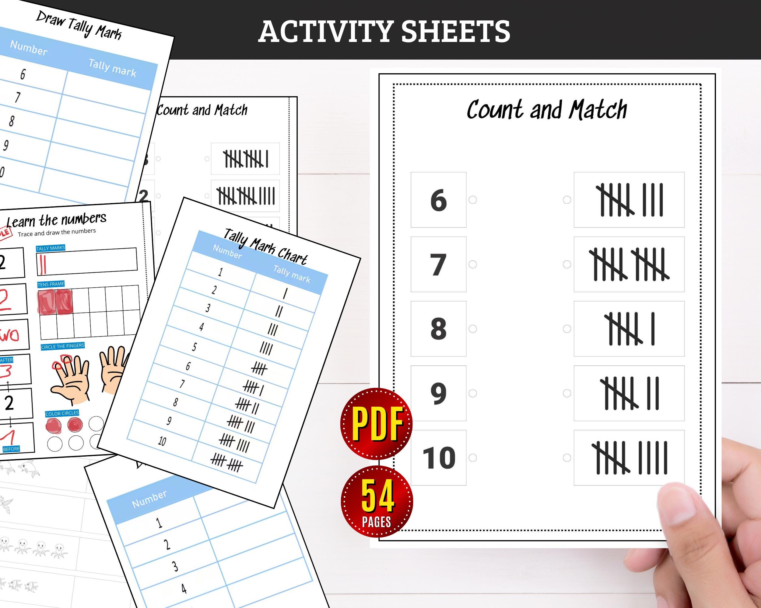 Tally Marks Worksheet Counting to 10 Ten Frame Printable Learning ...