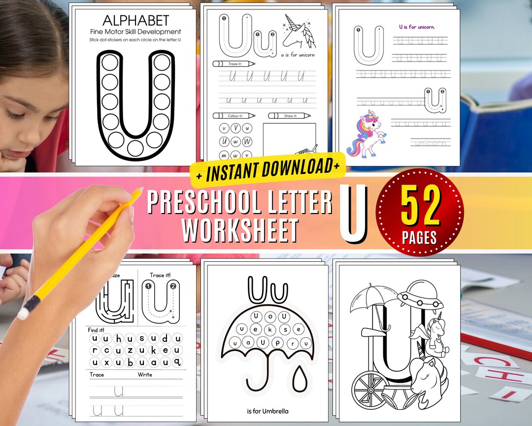 Letter U Worksheets Preschool Letters of Week Pre-k Activity Tracing ...
