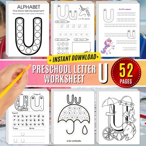 Letter U Worksheets Preschool Letters of Week Pre-k Activity Tracing ...
