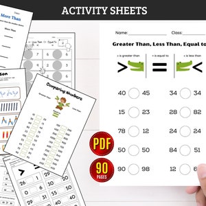 Greater Than Less Than Alligator Equal to Worksheets Comparing Numbers ...