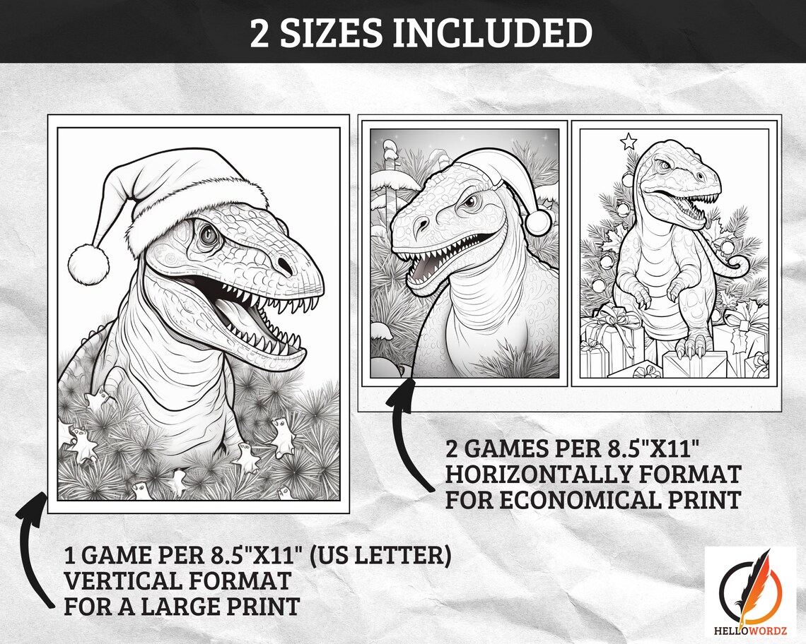 50 Christmas Dinosaur Coloring Pages Sheet Printable for Adult, Dino ...