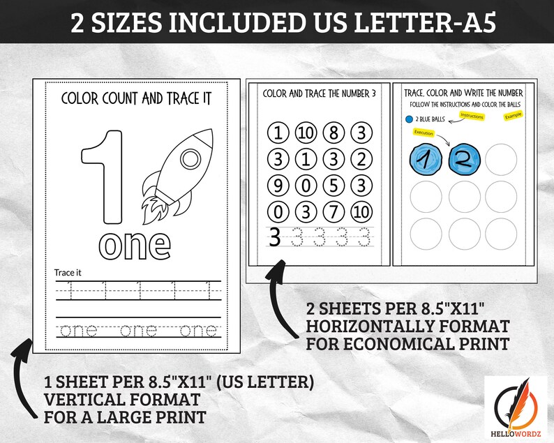 Number Worksheets Preschool Counting Printables Tracing Number 1-10 ...