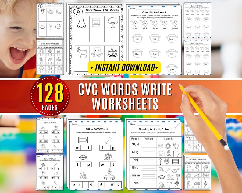 Cvc Worksheets Words Phonics, Sight Word Printable Learning CVC ...