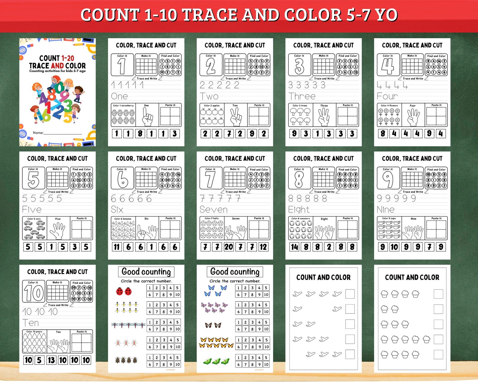 Counting 1-10 Learn to Count to 10 Activity Worksheet Math Kindergarten ...
