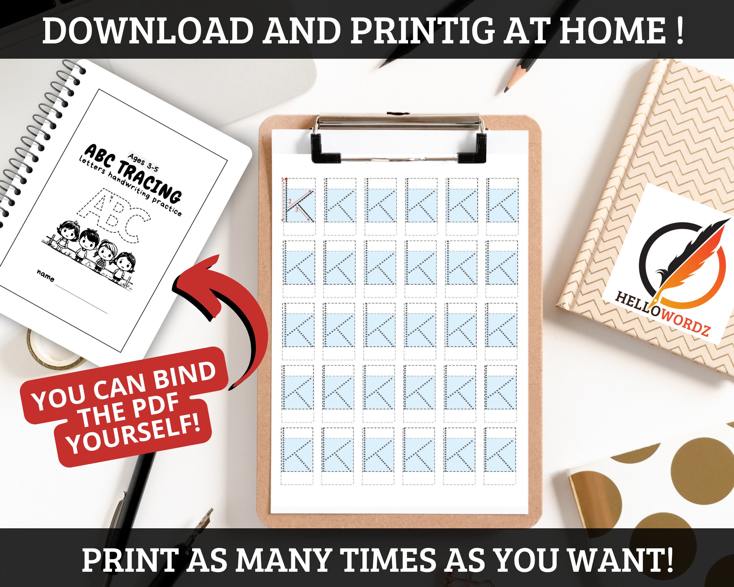 Tracing Letters Worksheets Bundle Traceable Alphabet Writing Practice ...