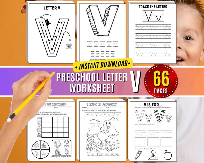 Letter V Worksheets Preschool Letters of Week Pre-k Activity Tracing ...