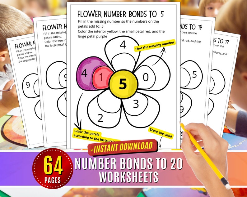 Number Bonds Worksheet Printables Addition to 20 Number Bonds 1 to 20 ...