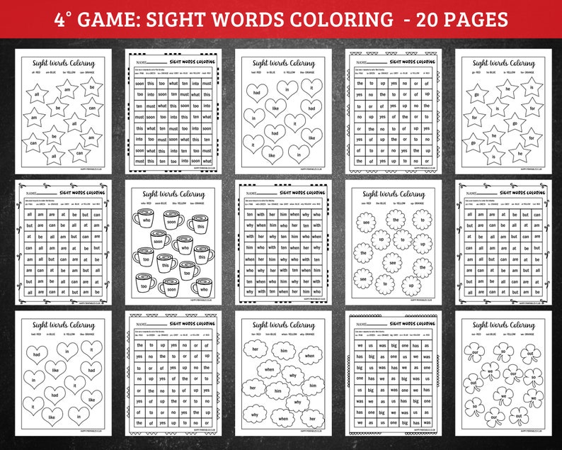 Sight Words Worksheets Activities Cvc Game Kindergarten Spelling ...