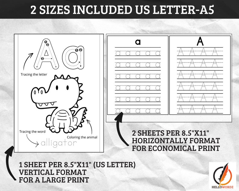 Animal Alphabet Letters Tracing Worksheet Animal Themed Words ...
