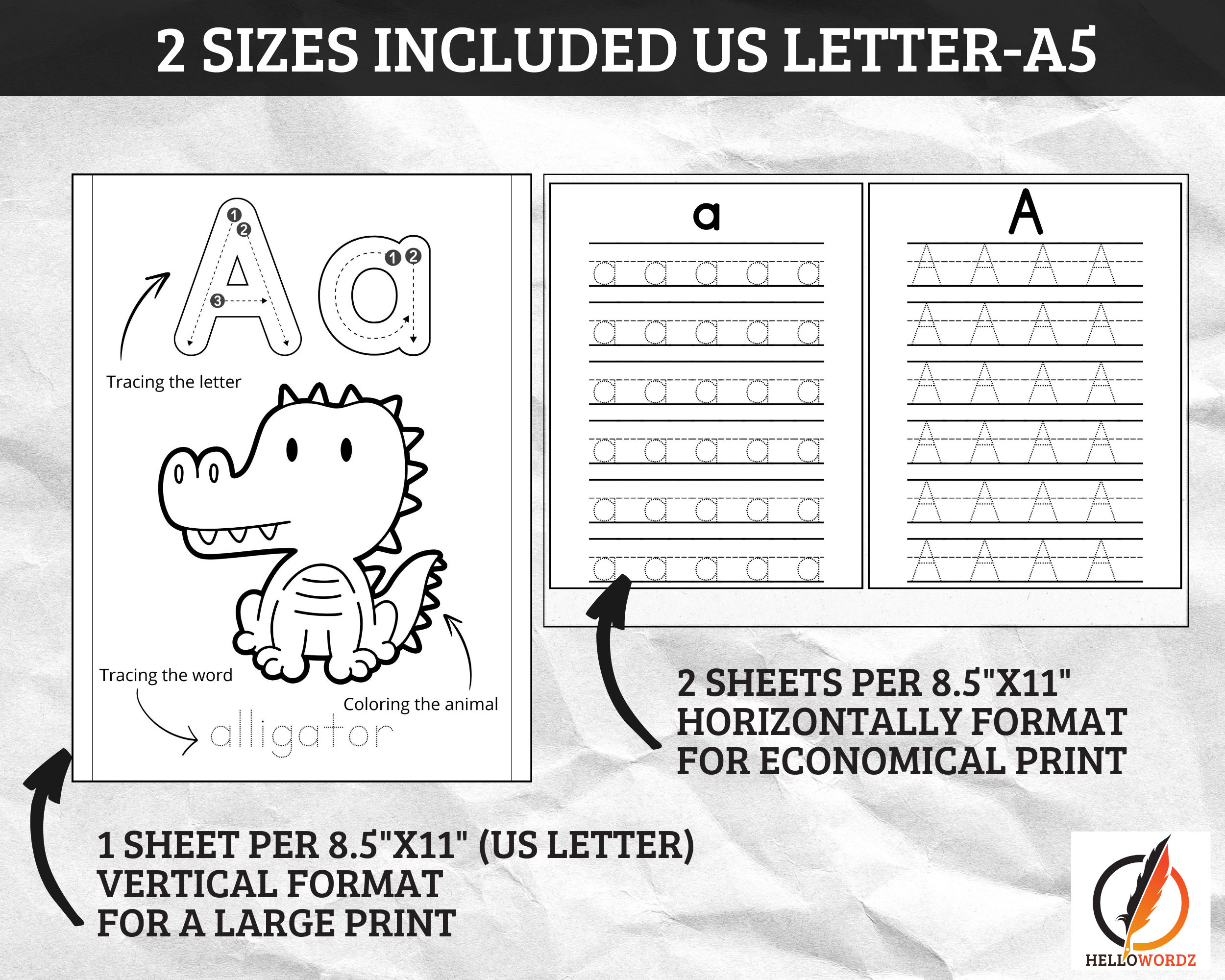 Animal Alphabet Letters Tracing Worksheet Animal Themed Words ...